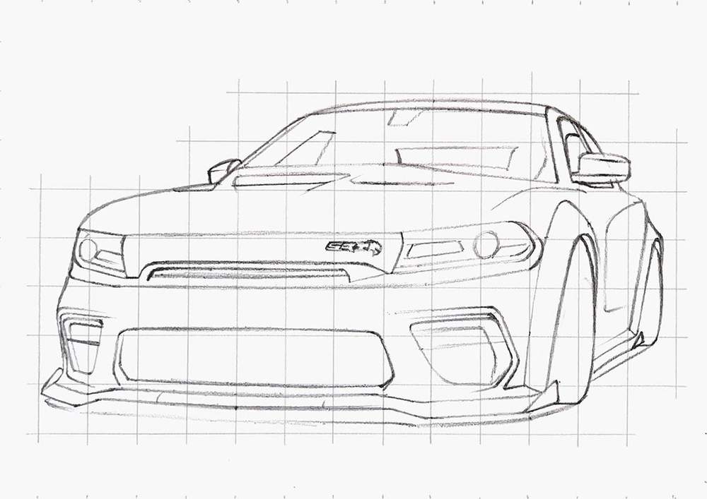 How To Draw A Dodge Charger SRT Hellcat - Realistic Step By Step Drawing Tutorial